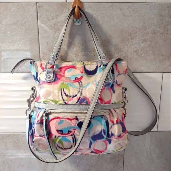 Coach | Bags | Coach Poppy Ikat Sateen Signature Monogram Crossbody Bag ...